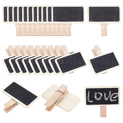 Wholesale CHGCRAFT 100Pcs Mini Wood Chalkboard Clips Rectangle Wooden ...