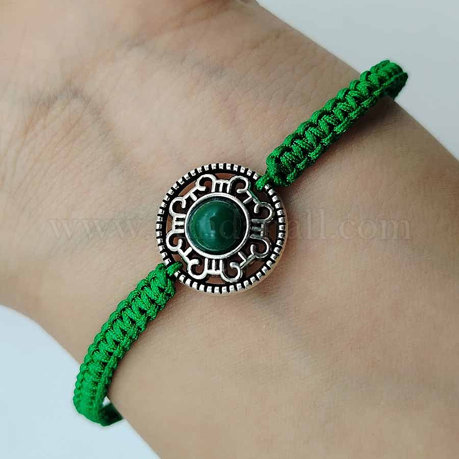 Wholesale Alloy & Gemstone Round Bead Braided Bead Bracelets ...
