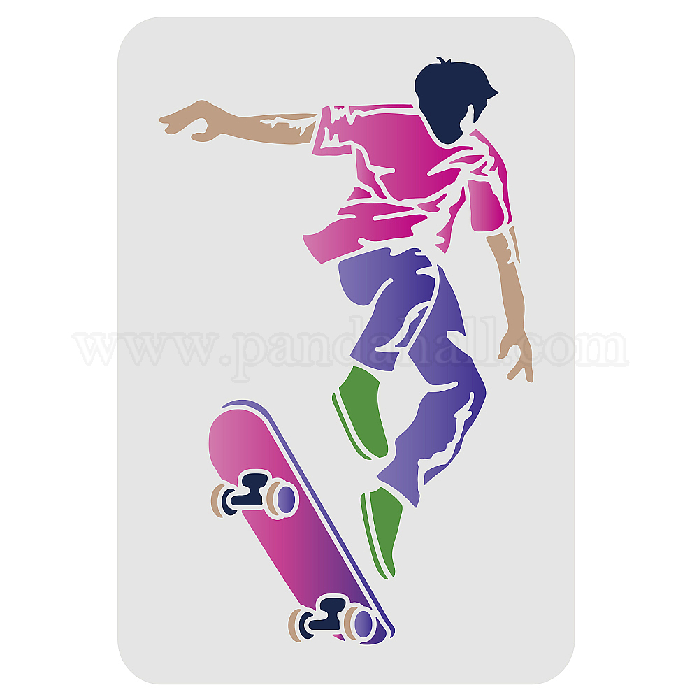 Wholesale FINGERINSPIRE SkateBoarder Stencil 29.7x21cm Man & Skateboard ...