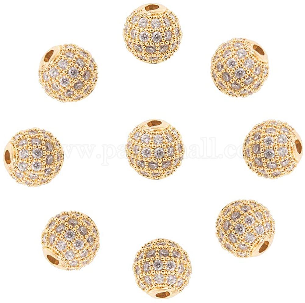 Wholesale NBEADS 8mm Brass Clear Gemstones Cubic Zirconia CZ Stones ...