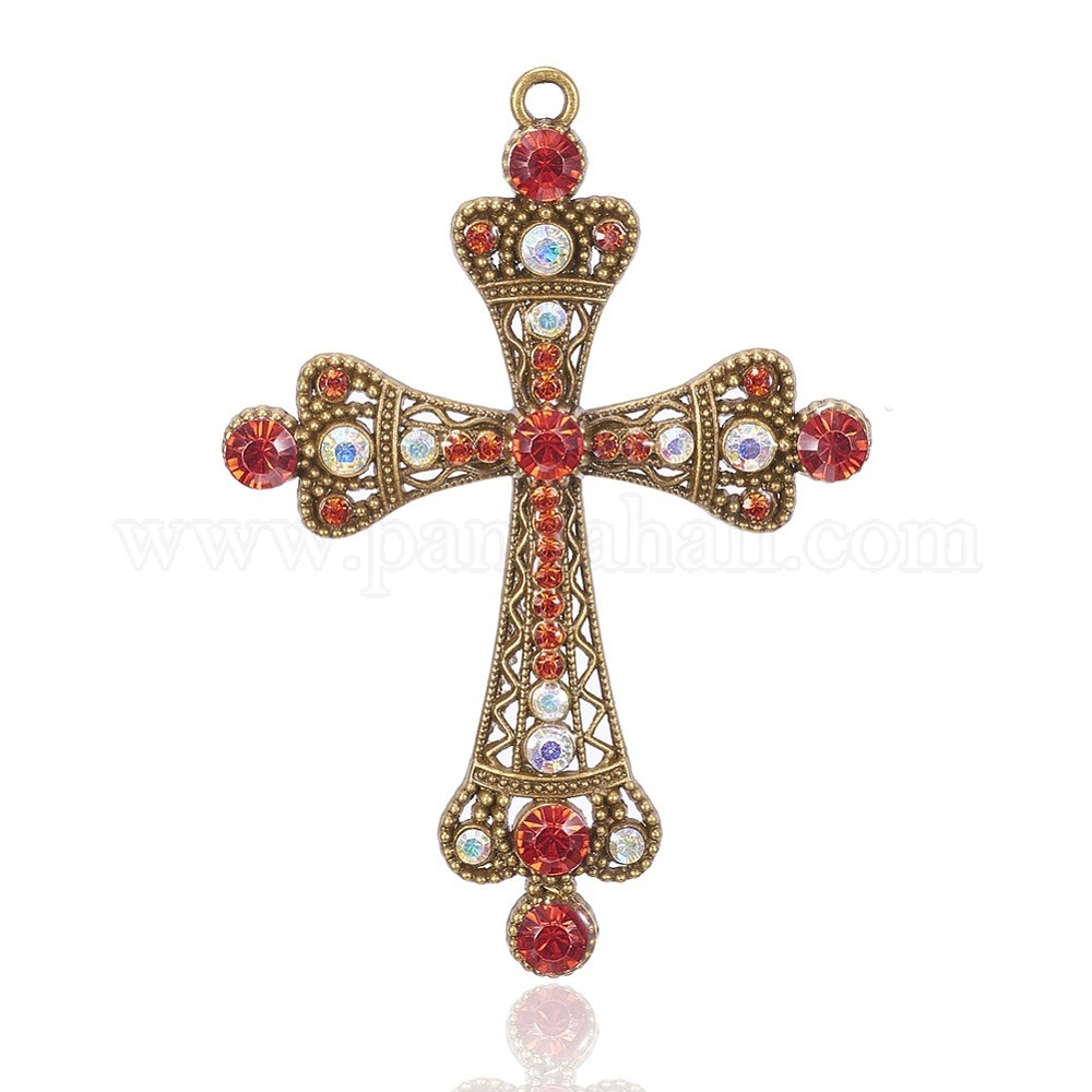 Wholesale Cross Antique Bronze Alloy Rhinestone Big Pendants ...