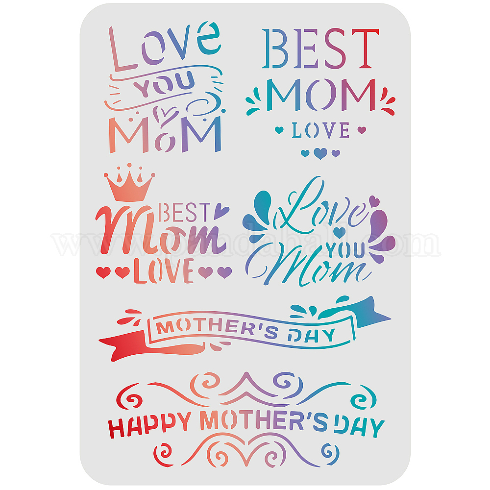 Shop FINGERINSPIRE Happy Mother's Day Stencils 29.7x21cm Mother's Day ...