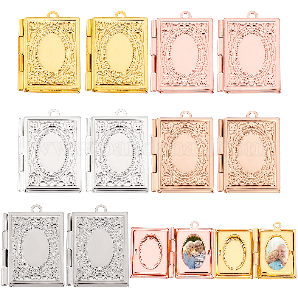 Wholesale BENECREAT 10Pcs 5 Colors Brass Locket Pendants - Pandahall.com