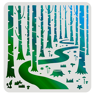 Wholesale FINGERINSPIRE Woodland Forest Stencils 11.8x11.8 inch Forest ...