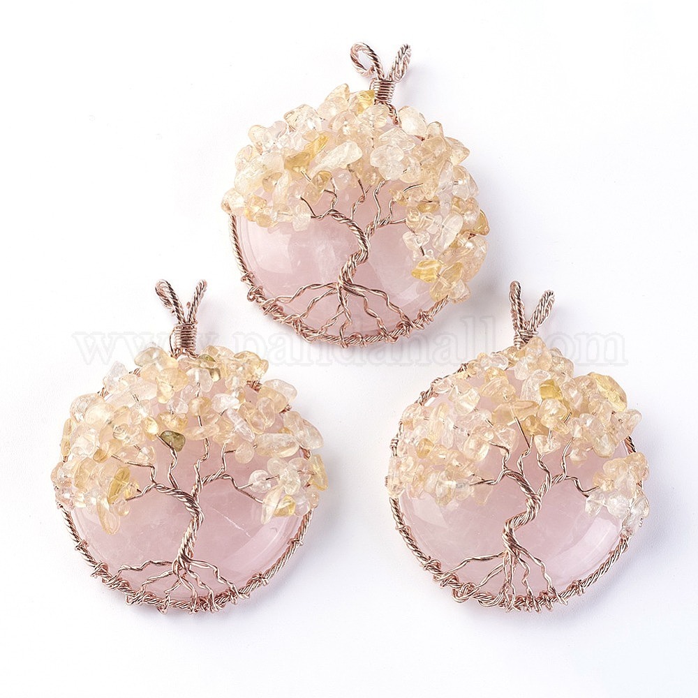 Wholesale Natural Citrine & Rose Quartz Big Pendants - Pandahall.com