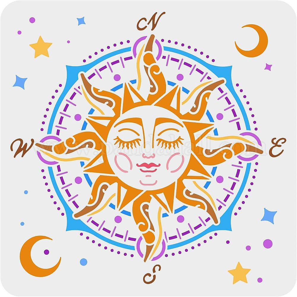 Wholesale FINGERINSPIRE Compass Stencil 30x30cm Sun Stencil Plastic ...