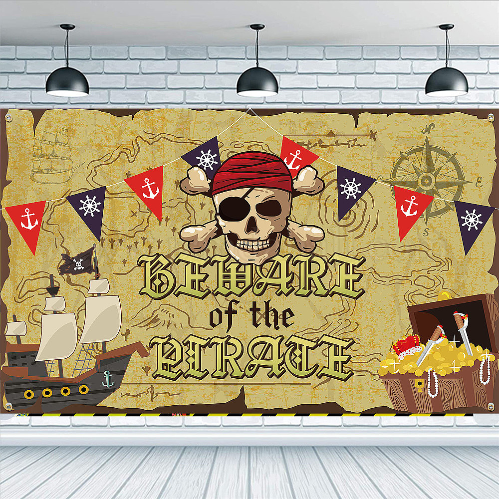 Wholesale FINGERINSPIRE Pirate Party Backdrop 6x3.6ft Yellow Treasure ...