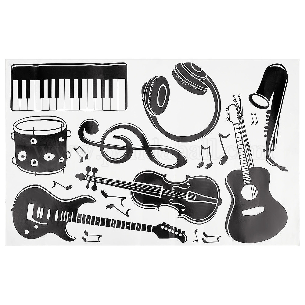 Wholesale GORGECRAFT PVC Wall Sticker Music Notes Wall Decals Black ...