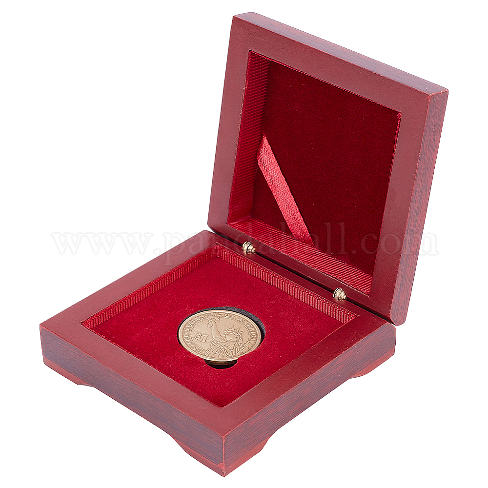 Wholesale MAYJOYDIY Single Coin Wooden Display Box Dark Red Challenge ...