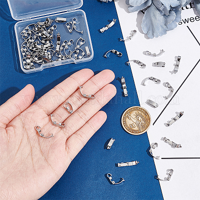 Wholesale UNICRAFTALE About 60Pcs Fold Over Clasps 10mm Stainless Steel ...