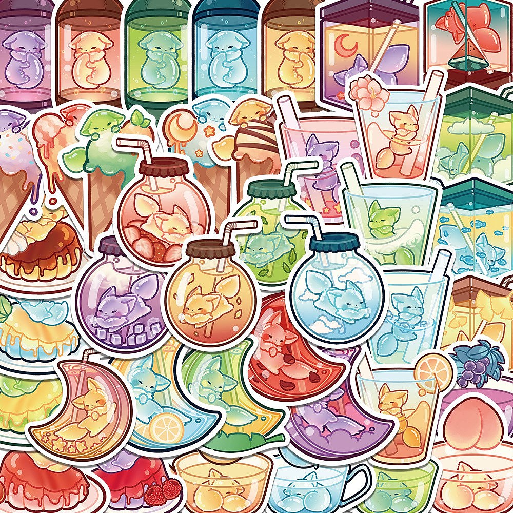 Wholesale 40pcs Jelly Fox Pvc Self Adhesive Cartoon Stickers Set 