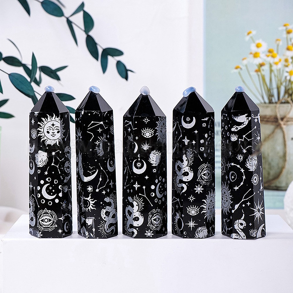 Wholesale Natural Black Obsidian Pointed Prism Bar Home Display ...