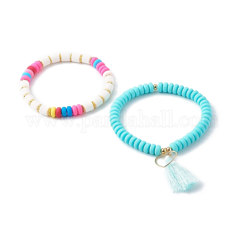 Wholesale Handmade Polymer Clay Beads Stretch Bracelets Sets ...