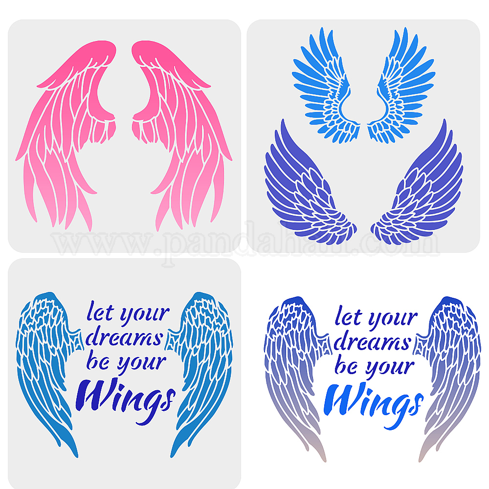Wholesale FINGERINSPIRE 3PCS Angel Wings Stencils 30x30cm Plastic Wings ...