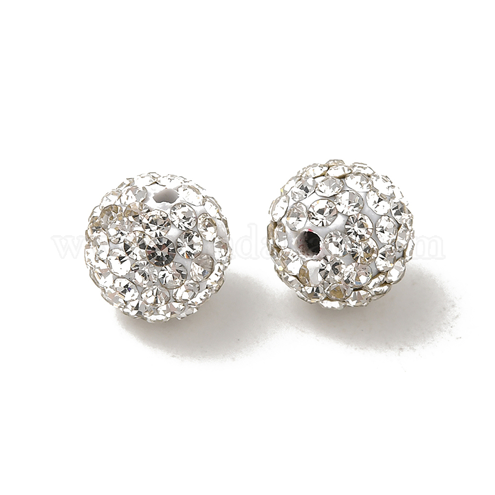 A級ラインストーンビーズ パヴェボールディスコビーズ 樹脂と陶土 ラウンド ホワイト pp9（1.5mm） 1.6mm 穴：8mmの通販 - PandaHall（パンダホール）