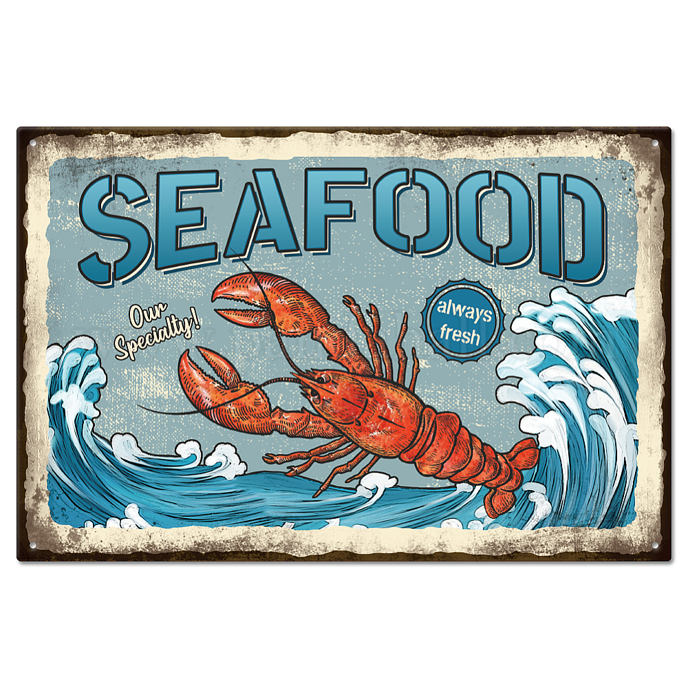 Wholesale GLOBLELAND Vintage Lobster and Seafood Funny Word Metal Tin ...