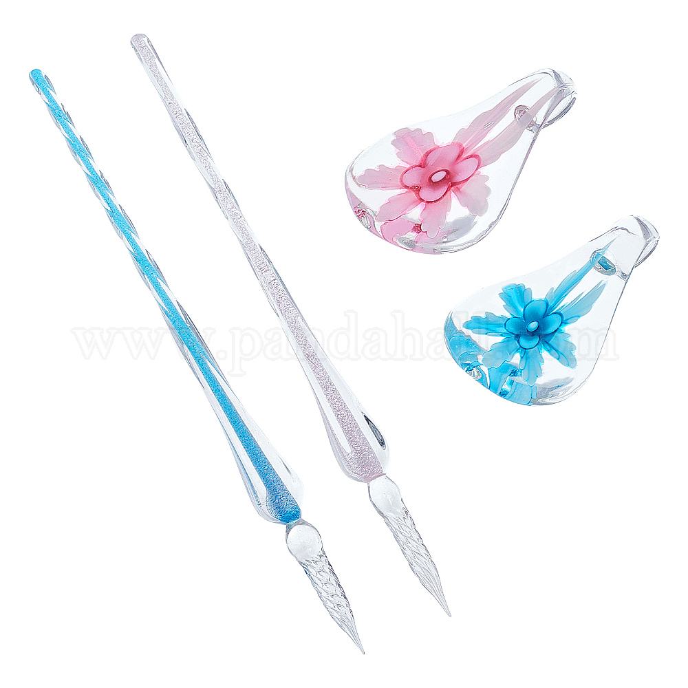 Wholesale CRASPIRE Glass Dip Pen Set Flower Transparent Holder Crystal ...