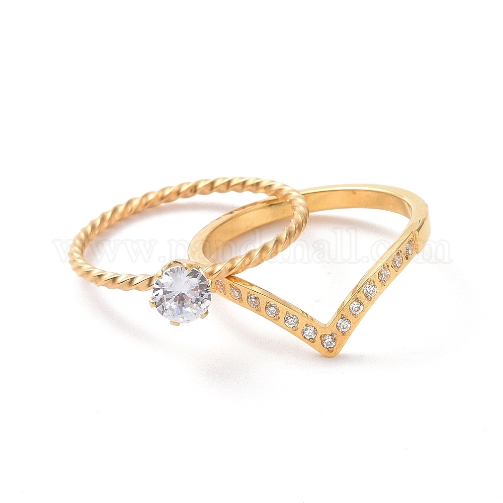 Wholesale 2Pcs 2 Style Clear Cubic Zirconia Couple Rings Set ...