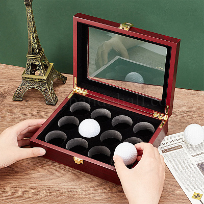 Wholesale OLYCRAFT Golf Ball Display Case 12-Hole Wooden Display Box ...