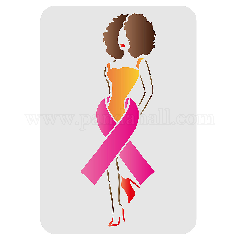 Shop FINGERINSPIRE Breast Cancer Ribbon Stencil 29.7x21cm African Woman ...