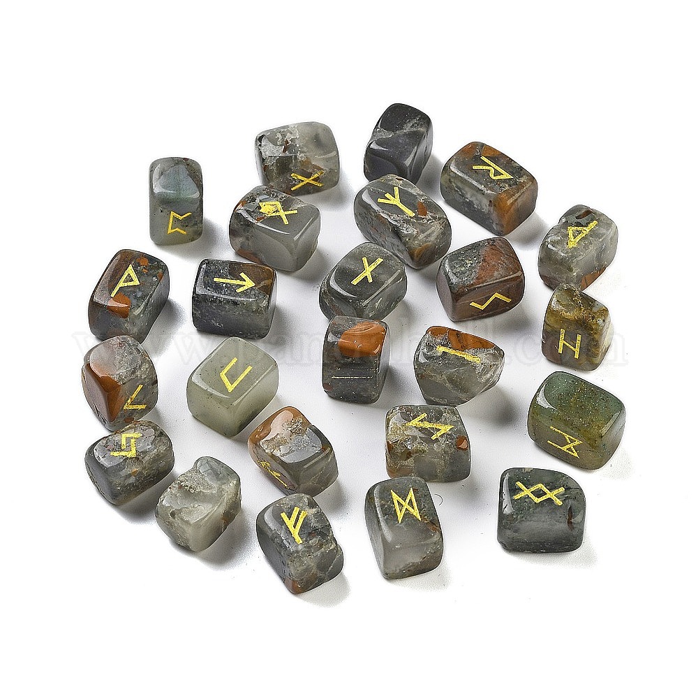 Wholesale Rectangle Natural Bloodstone Rune Stones - Pandahall.com