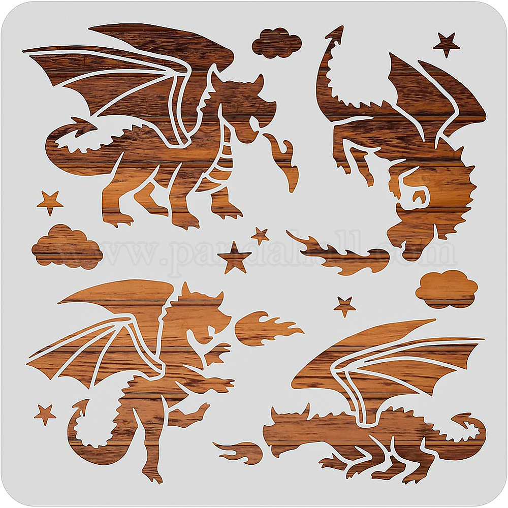 Wholesale BENECREAT 30x30cm Dragon Plastic Stencil - Pandahall.com