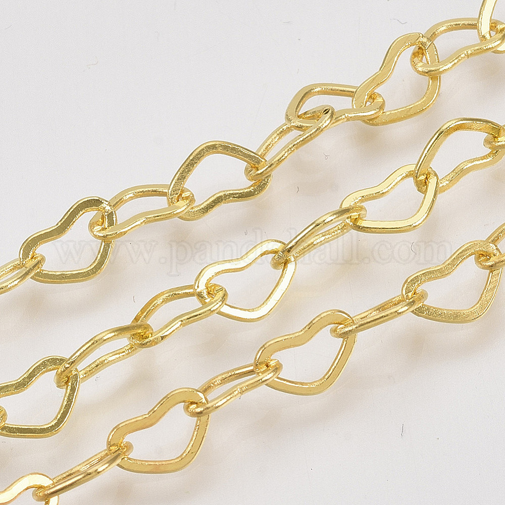 Wholesale Soldered Brass Covered Iron Heart Chains - Pandahall.com