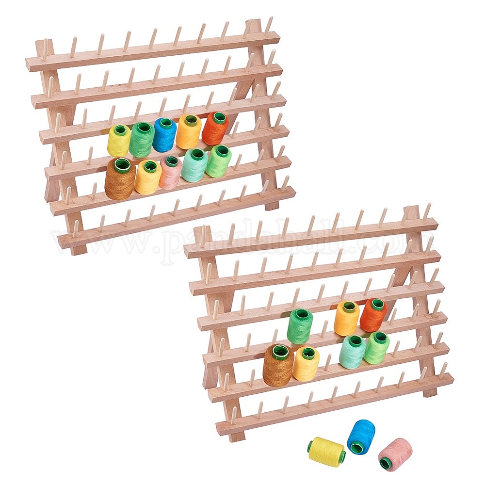 Wholesale 60 Spools Solid Wood Sewing Embroidery Thread Stand Holder ...
