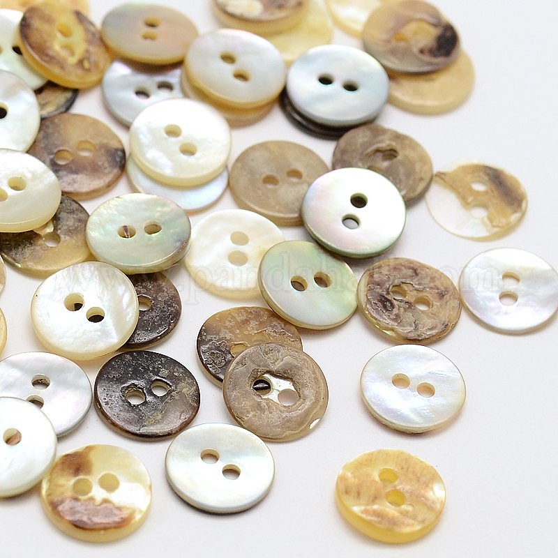 Wholesale 2-Hole Flat Round Mother of Pearl Buttons - Pandahall.com