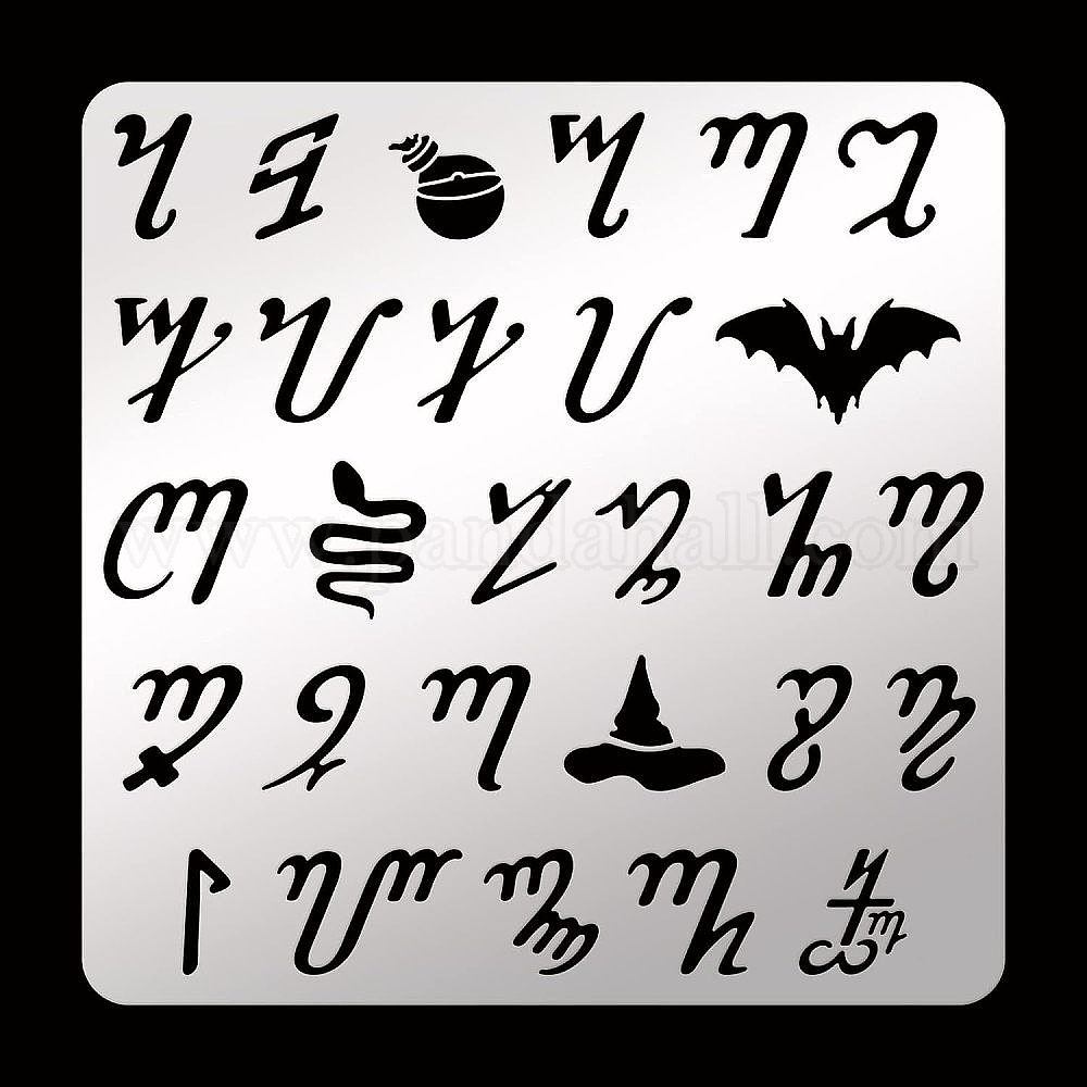 Wholesale FINGERINSPIRE Witches Alphabet Metal Stencil 15.6cm Stainless ...