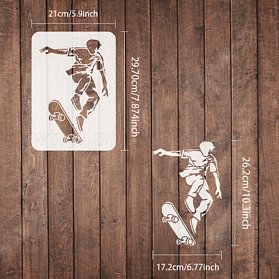 Wholesale FINGERINSPIRE SkateBoarder Stencil 29.7x21cm Man & Skateboard ...