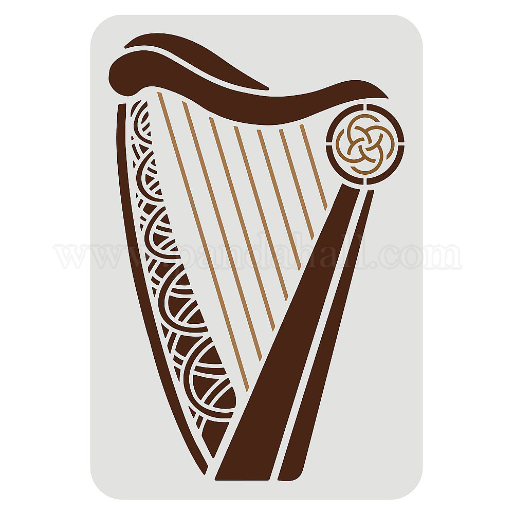 Wholesale FINGERINSPIRE Celtic Irish Harp Stencil 29.7x21cm Musical ...