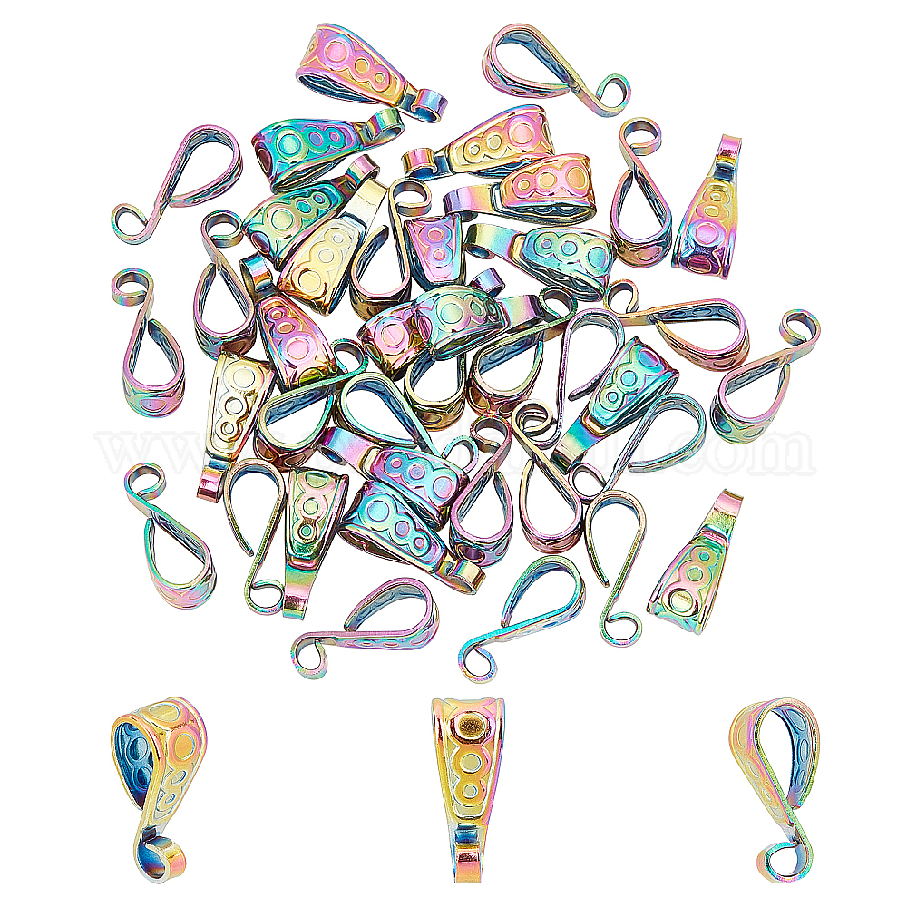 Wholesale UNICRAFTALE 40pcs Rainbow Stainless Steel Snap on Bail ...