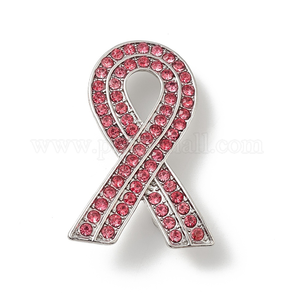 Wholesale Breast Cancer Awareness Pink Ribbon Rhinestone Brooch Pin ...