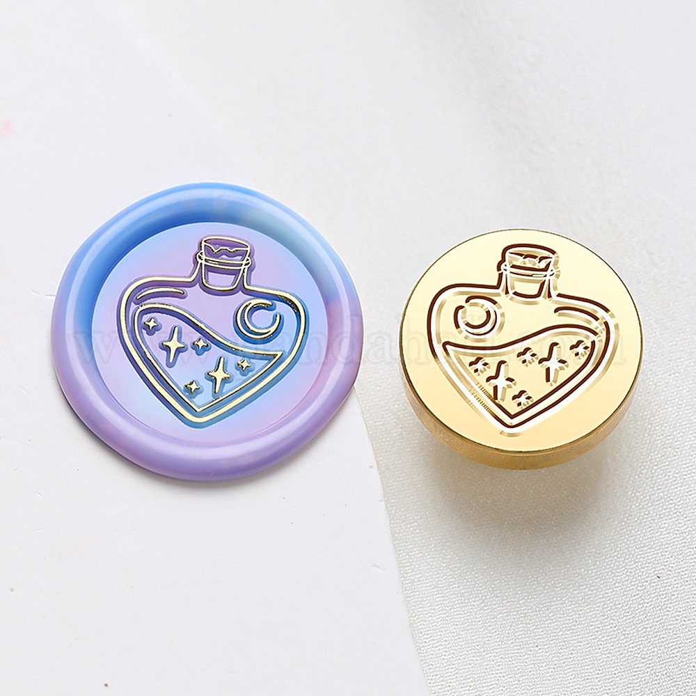 ワックスシーリング真鍮スタンプヘッド ボトル模様 ワックスシーリングスタンプ用 ゴールドカラー 25x14.5mm 穴：7mmの通販 ...