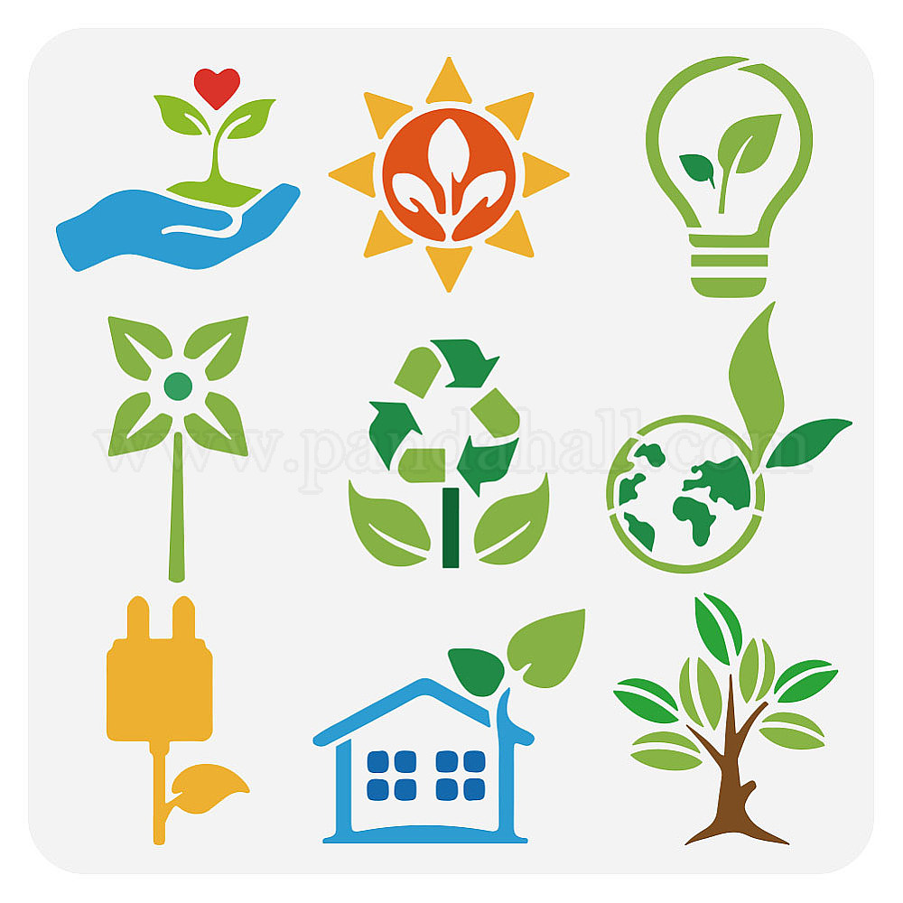 Wholesale FINGERINSPIRE Green Energy Painting Stencil 11.8x11.8 inch ...